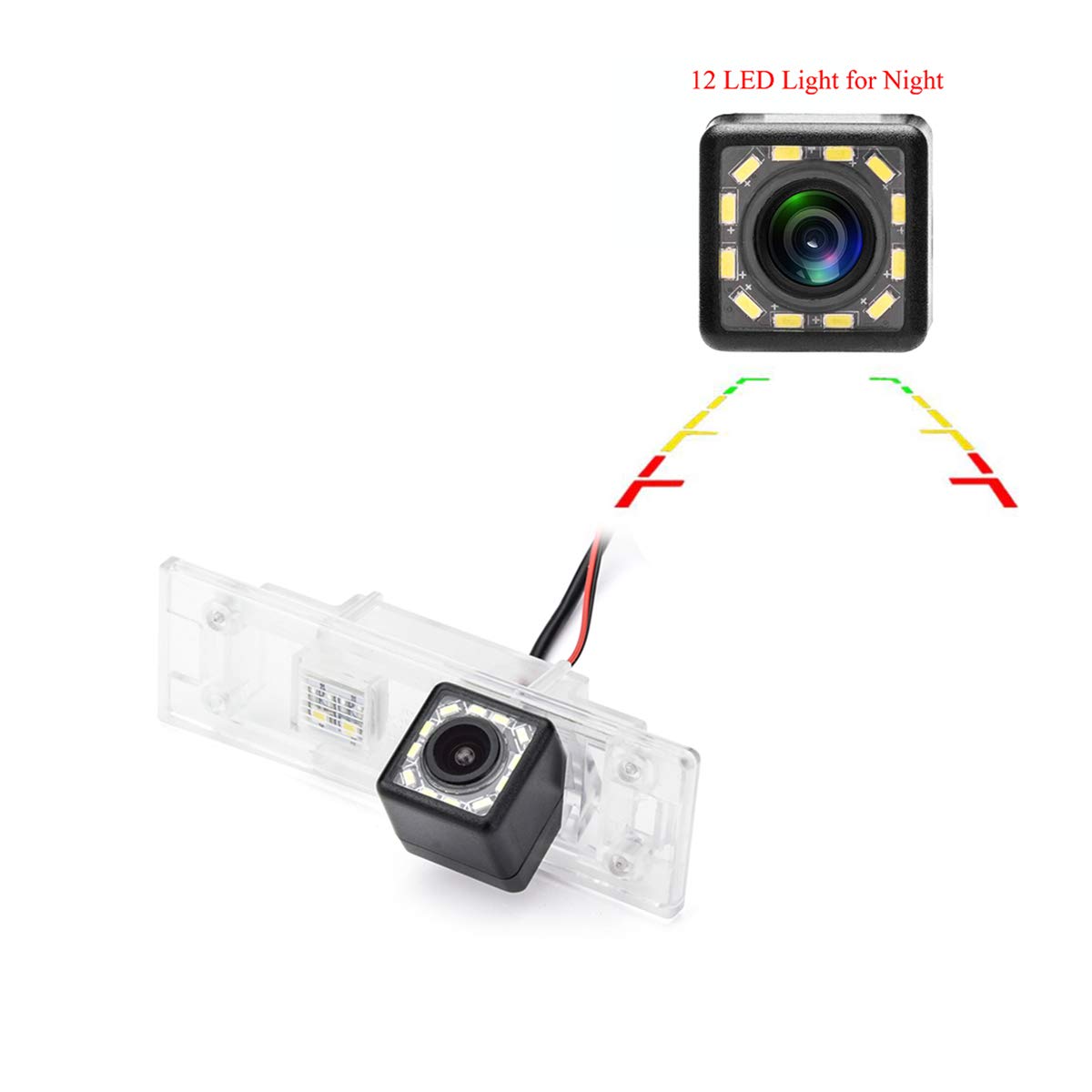 eHANGO Car Rear View Camera Bracket License Plate Lights Housing Mount for BMW 1 E81 E87 F20 F21 BMW 6 E63 F06 F12 F13 BMW Z4 E85 E86 E89 (12 LED)