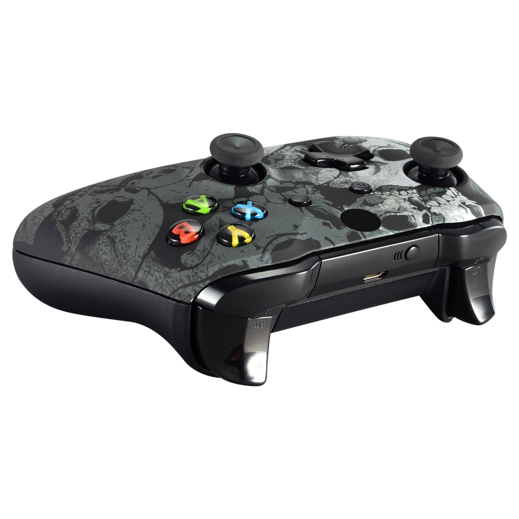 eXtremeRate Lonely Skull Patterned SoftTouch Front Housing Shell for Xbox One S & Xbox One X Controller, Custom Faceplate Cover for Xbox One Wireless Controller Model 1708 - Controller NOT Included
