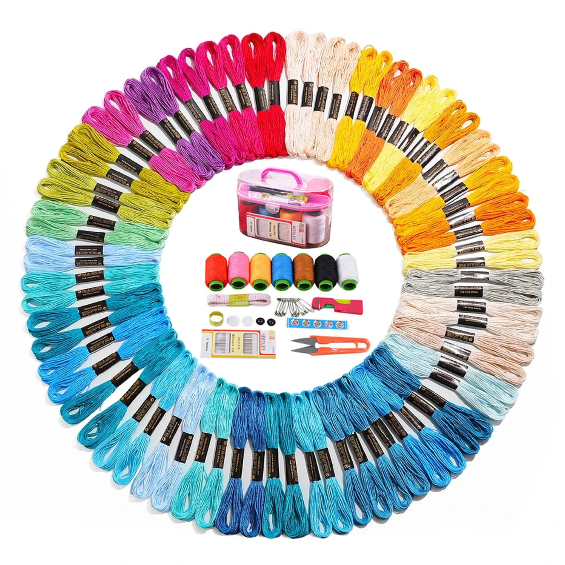 Funxvoot 136 pcs Embroidery Floss Cross Stitch Threads String Kit with Tool accessories for Cross Stitch Threads, Bracelet Yarn, Craft Floss, Aroic Embroidery Floss Set