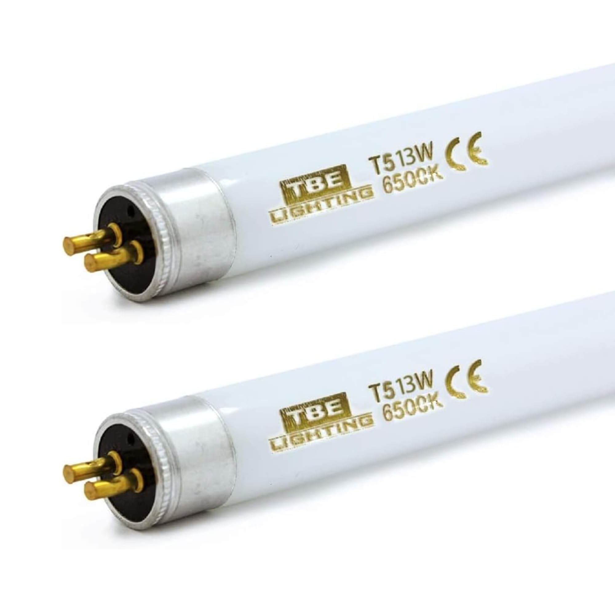 TBE LIGHTING 13w / 21 inch Cool White 6500K Tubes - F13T5/D Fluorescent Tube Lamps 21''- CFL Bulbs - G5 2-Pin Base Fittings - T5 High Efficiency Lamps (4-Pack)