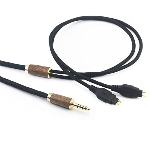 NewFantasia 4.4mm Balanced Cable 6N OCC Copper Silver Plated Cord Compatible with Sennheiser HD650, HD600, HD580, HD660S, HD58X, Massdrop HD6XX Headphone Walnut Wood Shell 3meters/10ft