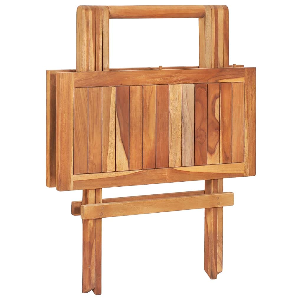 vidaXL Solid Teak Wood Bistro Table - Foldable Patio Furniture for Outdoor/Indoor Use, Brown, Space-Saving Design, 23.6"x23.6"x25.6"