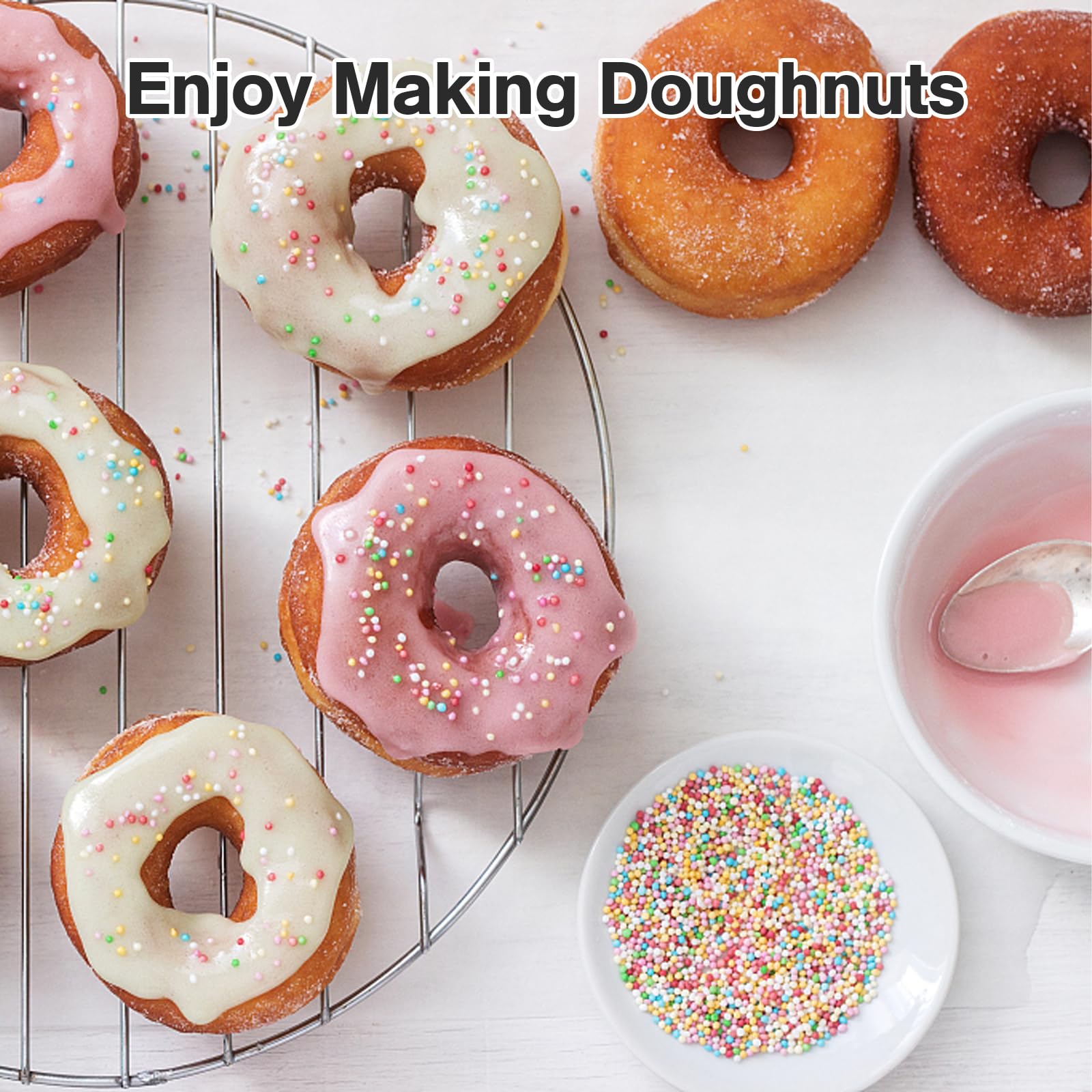 Donut Maker Machine for Home, Mini Donut Maker, Bake 7 Mini Doughnuts, Electric Non-Stick & Double-sided Heating, Maquina para Hacer Mini Donas, Perfect for Breakfast, Snacks, Desserts & Gift for Her