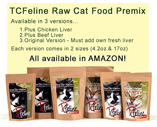 TCfeline RAW Cat Food Premix/Supplement to Make a Homemade, All Natural, Grain Free, Holistic Diet – Original Version with No Liver Egg Free Formula (Regular 14 oz)