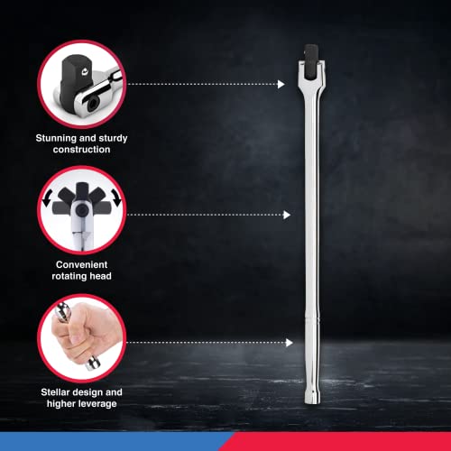 Neiko 00206A 1/2" Drive Breaker Bar, 24-Inch , Flex Head Chrome-Moly Cr-Mo, Lug Nut Wrench, Tire Bar, Cheater Bar