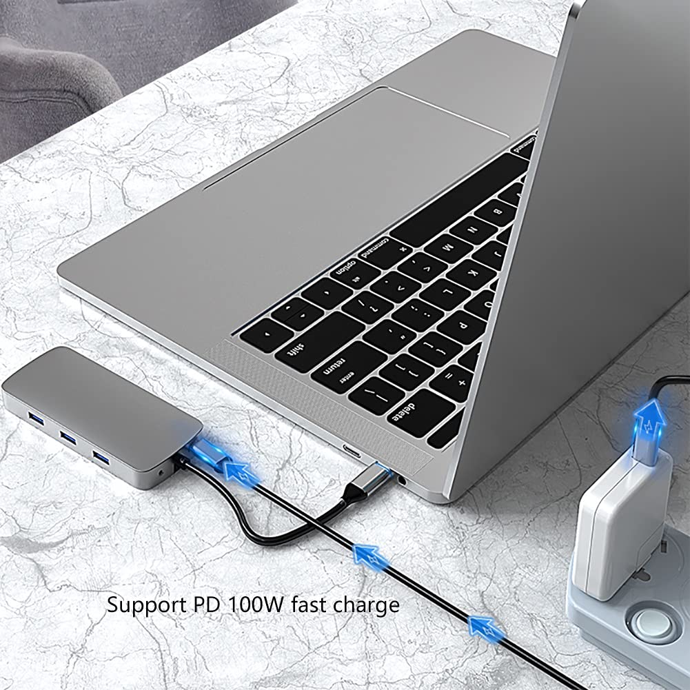 Hub Dock Adapter USB C Hub 10 in 1 USB-C Splitter Hub with Ethernet, HDMI, VGA, 2 USB 3.0, USB 2.0, SD/TF Card Reader, 3.5mm Audio, USB-C PD Computer Accessories