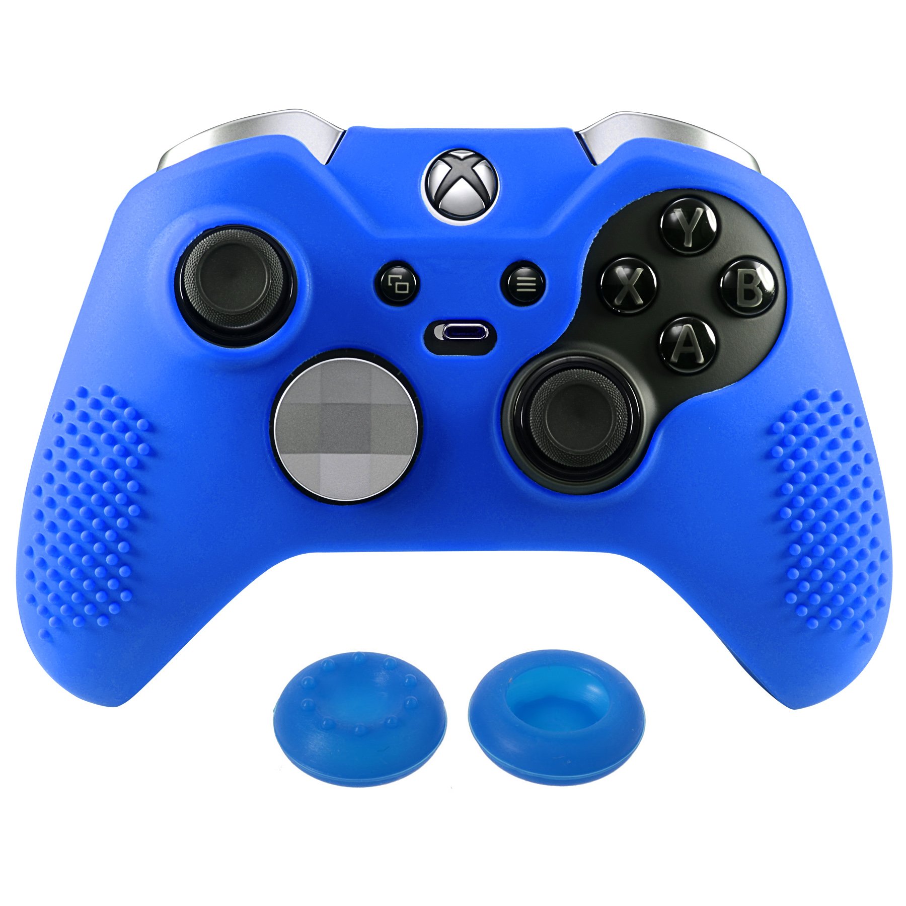 eXtremeRate Soft Anti-Slip Silicone Controller Cover Skins Thumb Grips Caps Protective Case for Xbox One Elite - Black