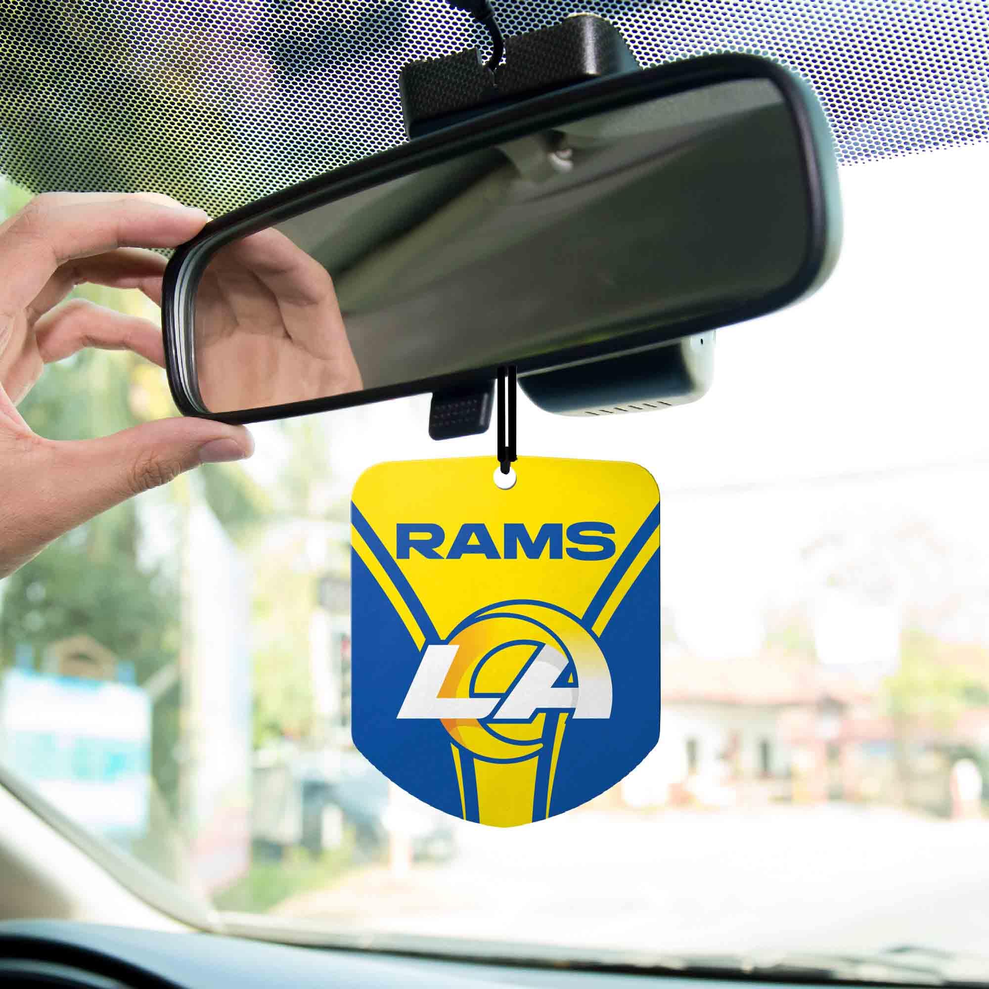 FANMATS 61587 NFL Los Angeles Rams Hanging Car Air Freshener, 2 Pack, Black Ice Scent, Odor Eliminator, Shield Design with Team Logo