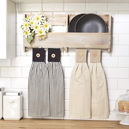 Hanging Kitchen Towels - Black Ticking Stripe - Sets of 2