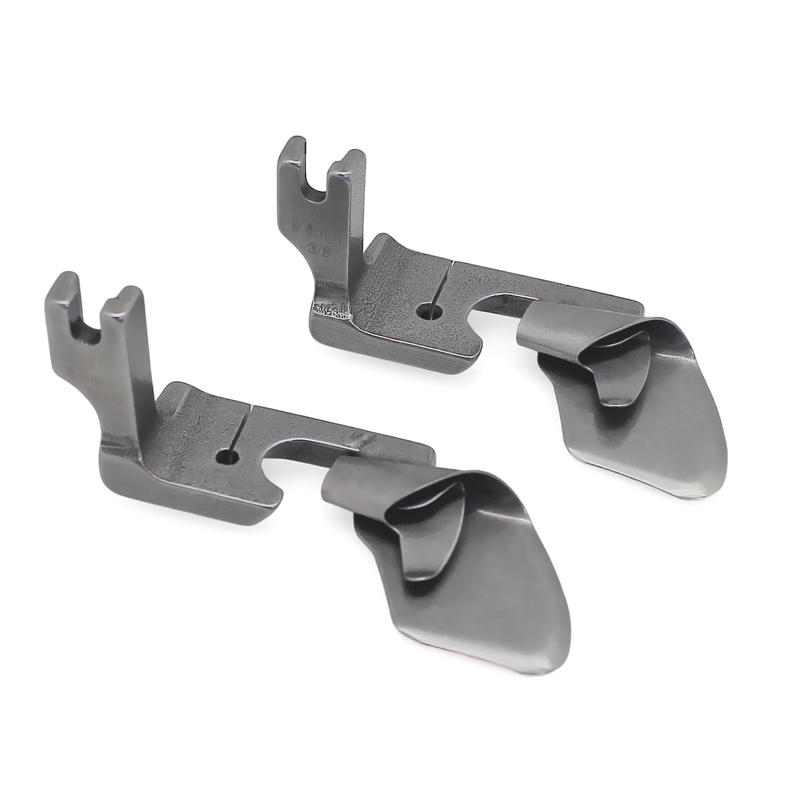 Fbshicung 5 Piece Industrial Curved Scroll Hemmer Foot (3.2mm/4.8mm/6.4mm/8mm/9.5mm) Hem Pull Tube Presser Foot Silk Chiffon Skirt Crimping Presser Foot