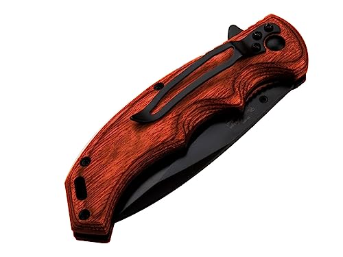 NDZ Performance Elk Ridge ERA004 3.5" Spring Assisted Flipper Folding Knife, Hunting Pocket Knife with Clip, Laser Engraved in Dark Blue - US Army Special Forces Emblem