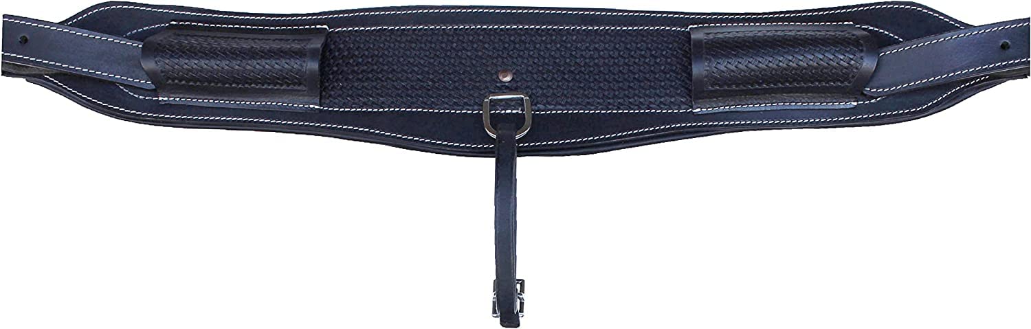 Equitack Horse Western Carved Leather Rear Flank Back Cinch Girth Saddle Billets TACK Horse Cinches Black Cinch (Leather, 34" L x 5" W)