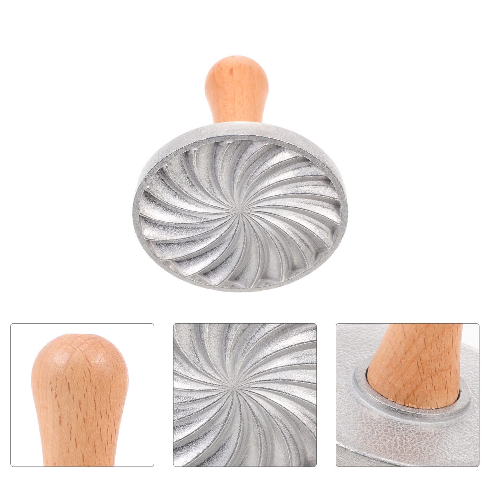 Kichvoe Cookie Stamp Metal Cookie Press Molds Embosser Fondant Stamp Biscuits Presser with Wooden Handle Baking Stamp Molds for Diy Cake Pastry