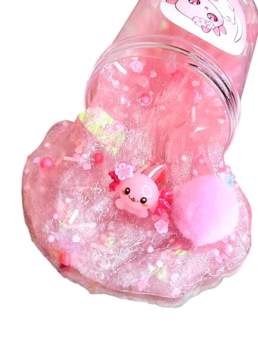 Pinky The Axolotl Handmade Clear Pigment Slime 4oz-Hoshimi Slimes