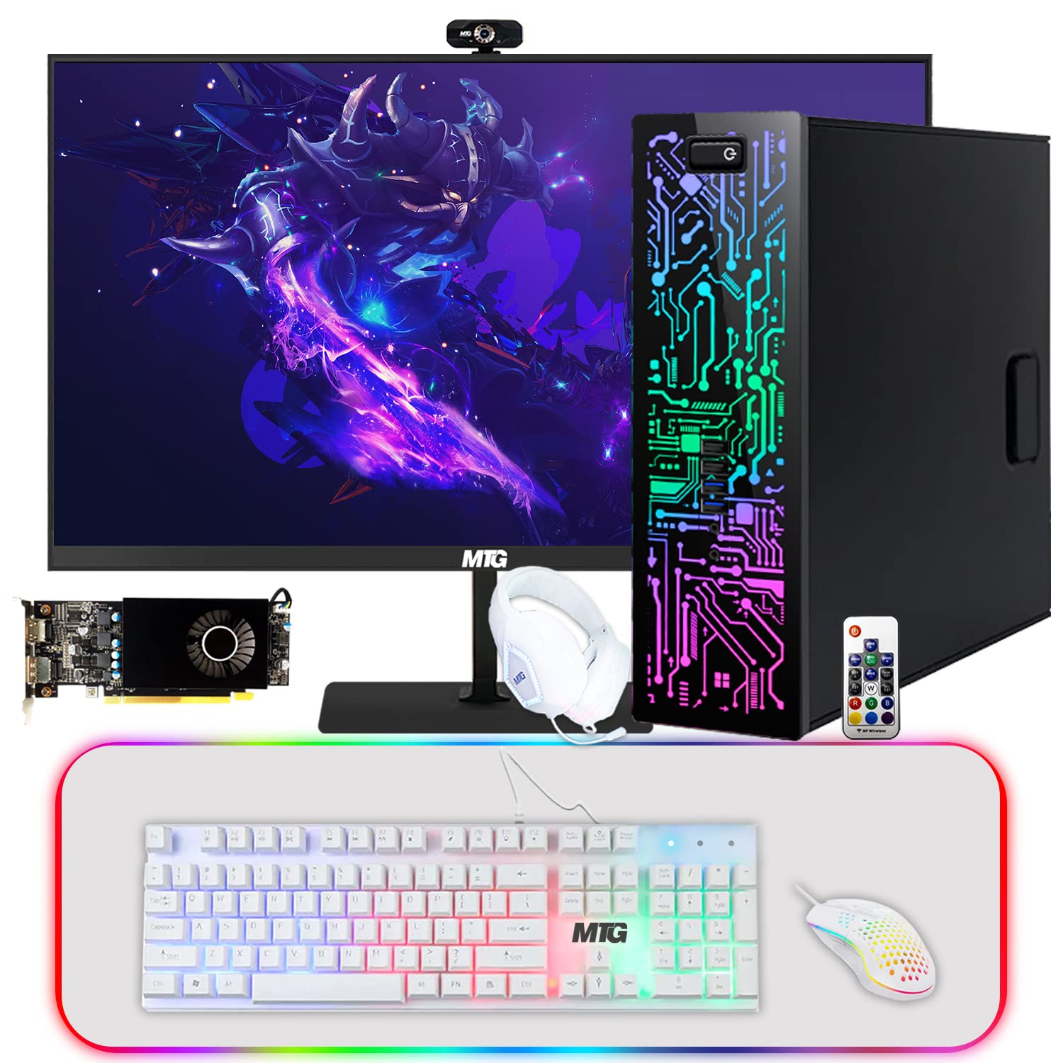 Gaming Desktop PC, Intel Core i5 4th Gen, TechMagnet Zeus, AMD RX 550 Graphics, 16GB RAM, 240GB SSD | 2TB HDD, MTG New 24 Inch Monitor, Gaming Kit, Webcam, WiFi, Win 10 Pro (Renewed)