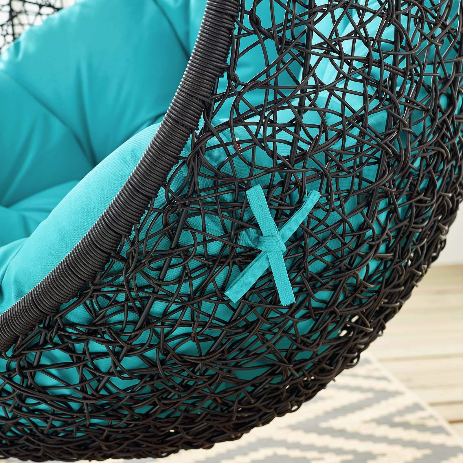 Modway EEI-739-TRQ-SET Encase Wicker Rattan Outdoor Patio Porch Lounge Egg, Swing Chair with Stand, Turquoise