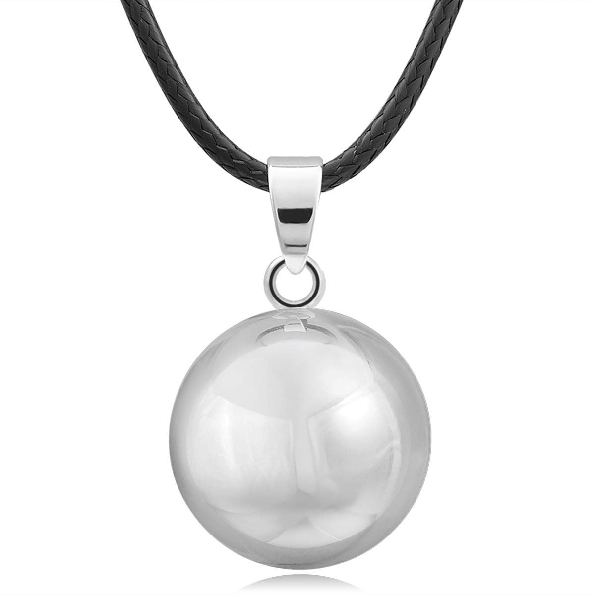 EUDORA Harmony Ball Necklace Chime Pendant Silver White Pregnancy Musical Bola Necklace, 45"+30"