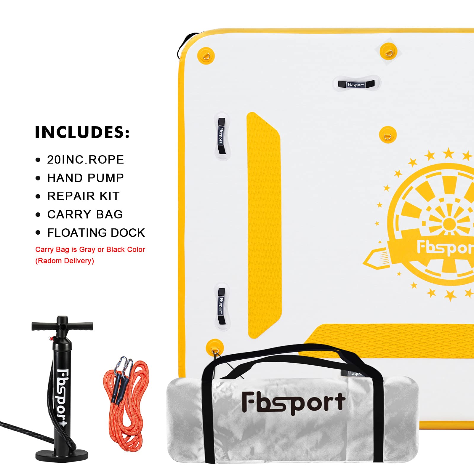 FBSPORT Inflatable Floating Dock Mat, 6ft x 5ft Inflatable Water Platform Swim Deck with None-Slip Surface,6 Inch Thick PVC Construction,Floating Platform for Pool Beach Ocean