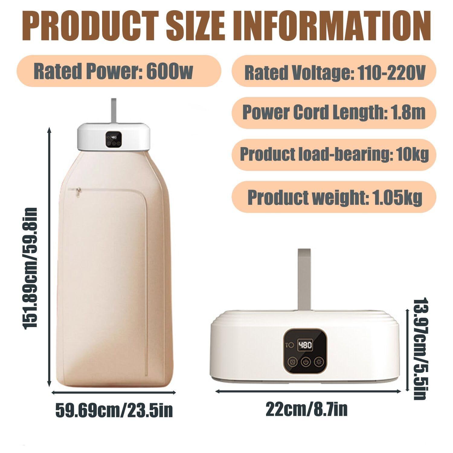 Portable Clothes Dryer, Convenient Compact Mini Laundry Dryers with Remote Control/Dryer Bag/1-8 Hours Timing/2-Speed Adjustment,Foldable Small Electric Dryer Machine, for Travel, Apartment, RV, Dorm