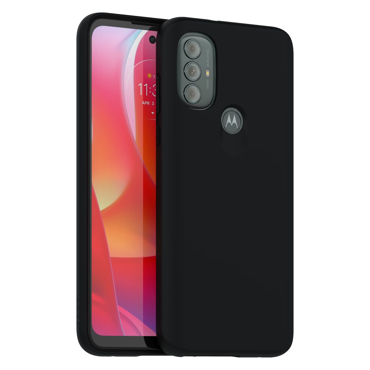 Motorola Moto G Power (2022) Protective Case (Black) + 9H Glass Screen Protector + TurboPower 20W Charger and 3.3ft USB-C Cable