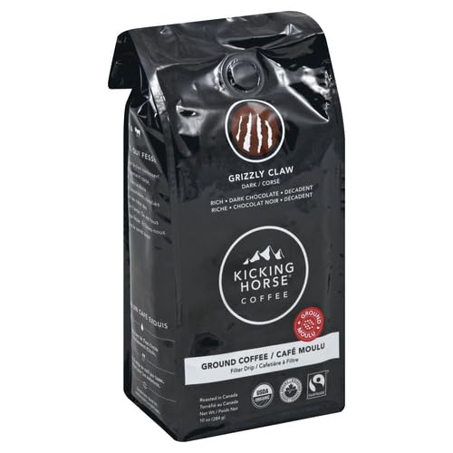 Kicking Horse Coffee, Grizzly Claw, Dark Roast, Ground, 10 oz - Certified Organic, Fairtrade, Kosher Coffee