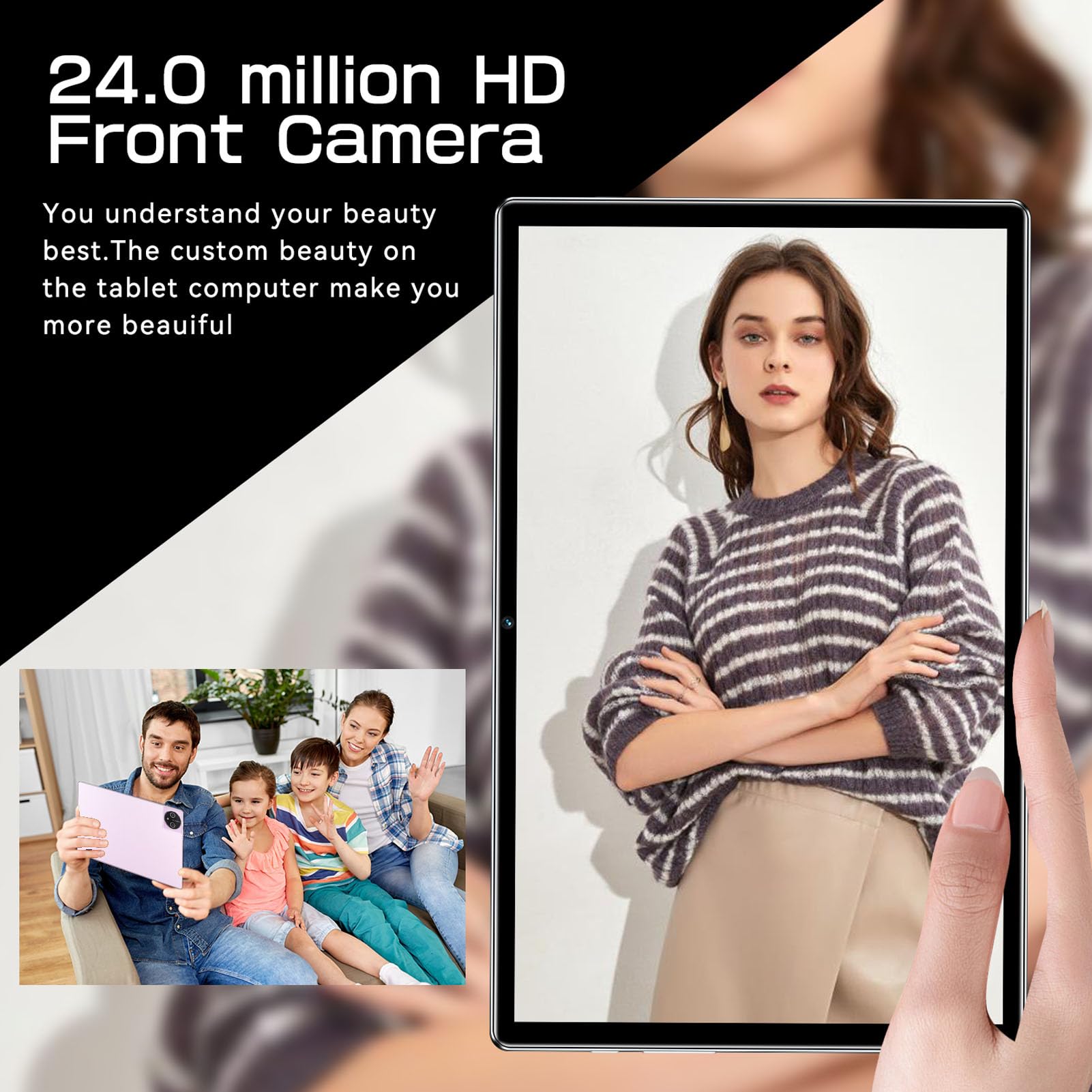 FOLOSAFENAR 10.1 Inch FHD Tablet, Dual Cameras 4G LTE Tablet 100‑240V Octa Core CPU 8GB RAM 256GB ROM for Android 12 for Business (US Plug)