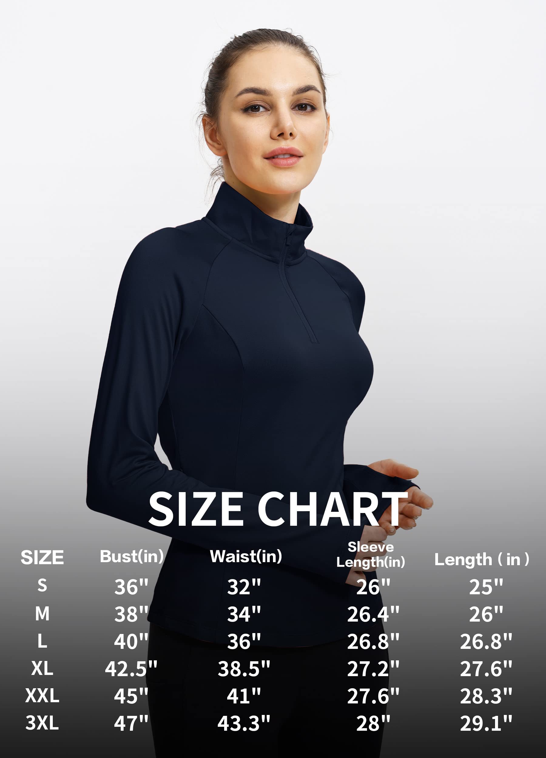 Hiverlay Women's Thermal Fleece Half Zip Thumbholes Long Sleeve Running Pullover Equestrian Shirt for Cold Weather Blue S