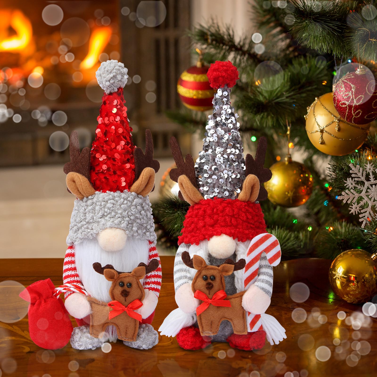 Eukynlre Christmas Gnomes Plush Decorations, Christmas Gnome Swedish Santa Tomte, Christmas Stuffed Gnomes Home Decor (2 Pcs, 12.5 Inch)