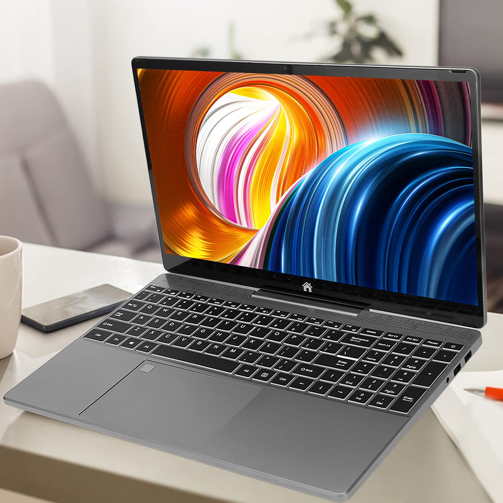 Gaming Laptop, Gravity Sensor RGB Backlit 15.6 Inch Touch Screen Business Laptop 4096 Pressure for Family (12GB+256GB US Plug)