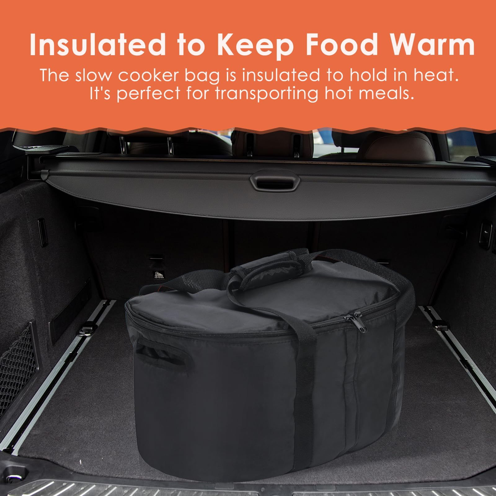 Portable Slow Cooker Travel Bag, Insulated Carrier Case for Most 4, 5, 6, 7, 8 Quart Crock, Internal Mesh Net Holds Pot in Place, Slow Cooker Carrier