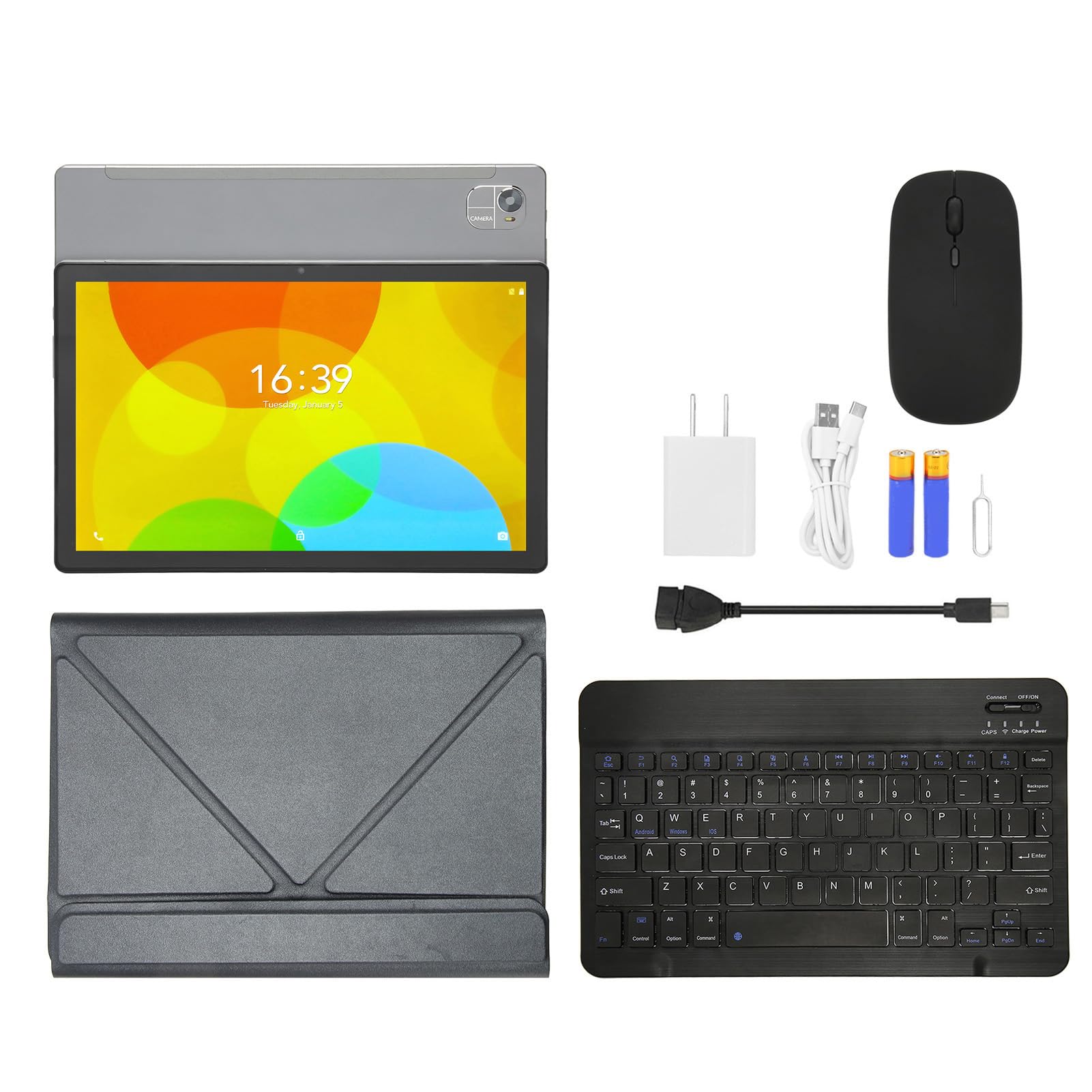 FOLOSAFENAR Gaming Tablet, 4G LTE 5G WiFi 12GB 256GB Memory US Plug 100β240V Office Tablet with Mouse Keyboard for Home (US Plug)