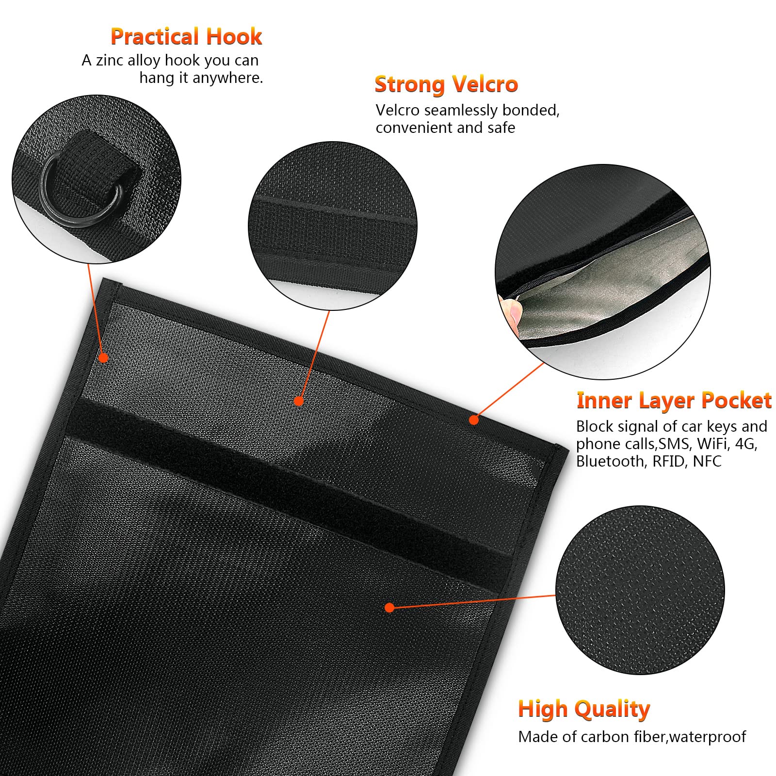 Faraday Bag, Faraday Bag for Car Keys & Tablets, Faraday Cage, Faraday Bags for Phones, Key Fob Protector, Cell Phone Signal Jammer, EMP Protection, RFID Bag, EMP Bags for Electronics(3 Pack)