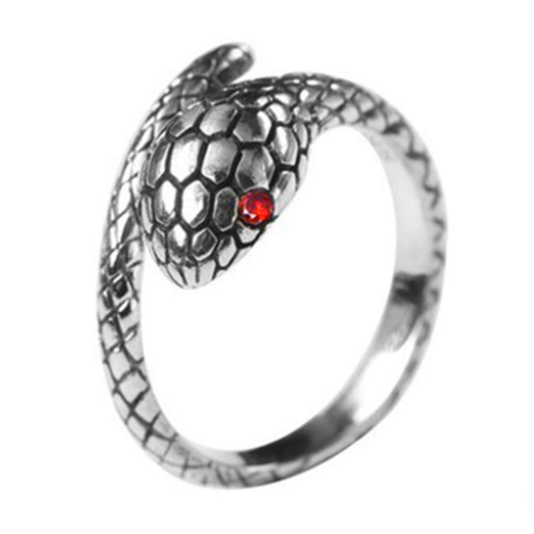 Fstrend Women's Statement Ring Silver Snake Vintage Band Ring Retro Stainless Steel Adjustable Open Rings Jewelry for Women and Girls