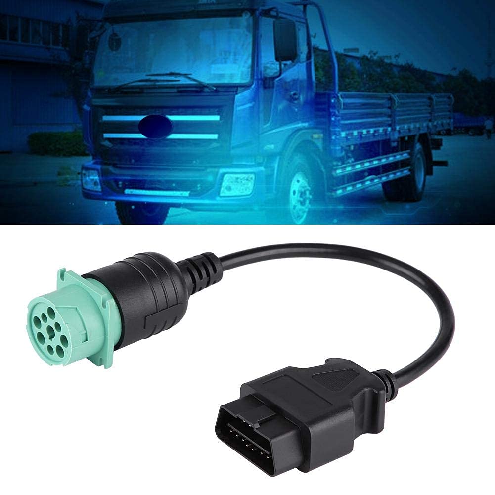 Ejoyous 9 Pin to 16 Pin OBD2 Truck Diagnostic Scanner Cable Adapter for Engine with Superior Flexibility and Durability (Male)