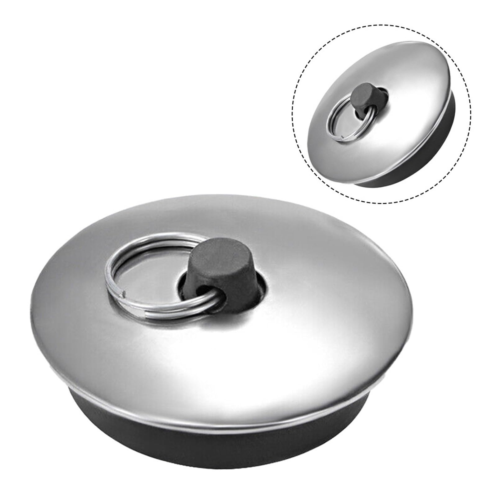 PRIMUZ 1pcs Rubber Sink Plug Drain Stopper Fit 40mm with Ring Compatible with Bathtub Kitchen Sink Strainer Stopper Laundry Sink Plug Drainage