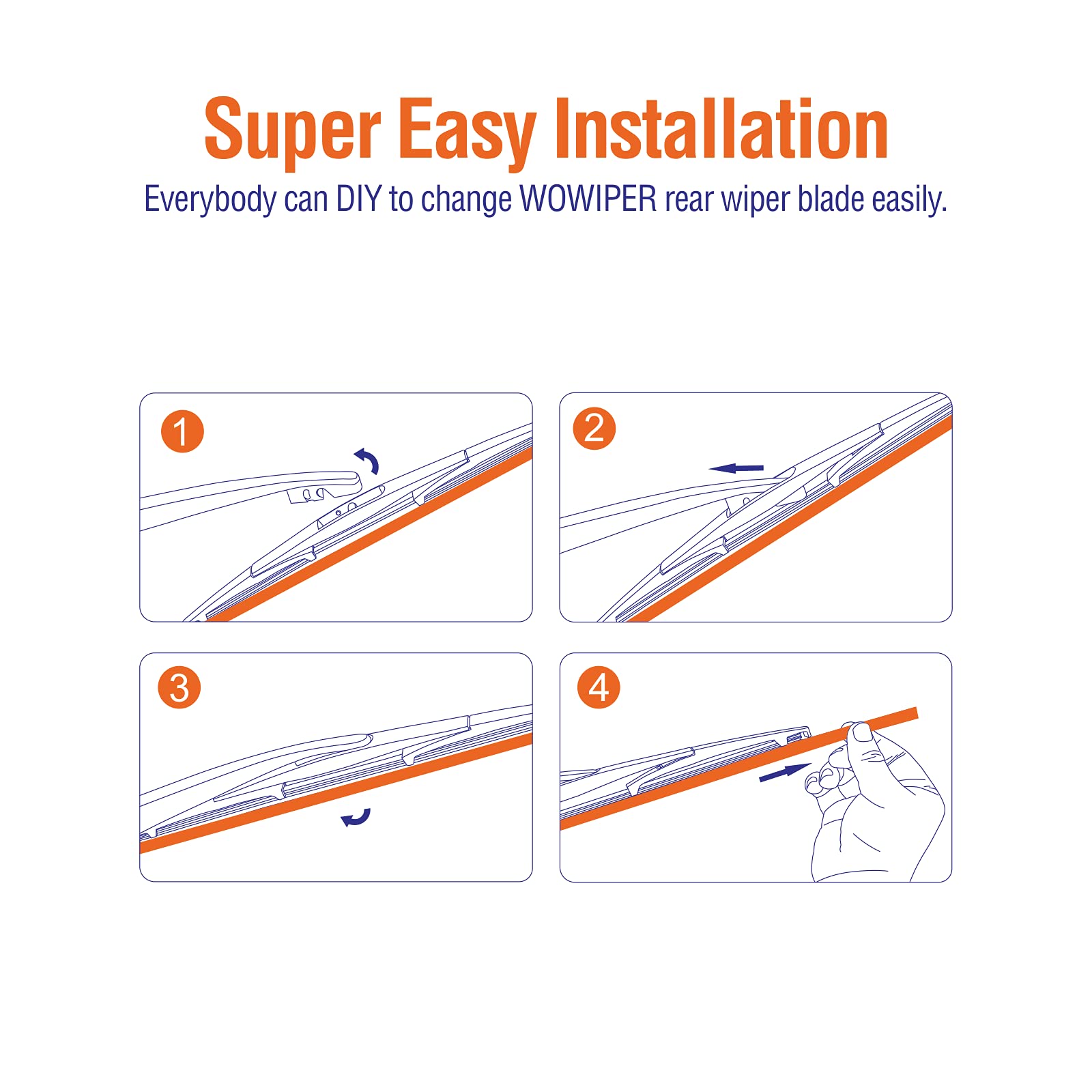 For Genuine Honda 76730-TRN-H01 CRV 2017-2021 Rear Windshield Wiper Blade Replacement, Exact Fit for CR-V 2017 2018 2019 2020 2021 Rear Wiper Arm, WOWIPER Car Wipers, 300mm - 12" + 12 inch (set of 2)