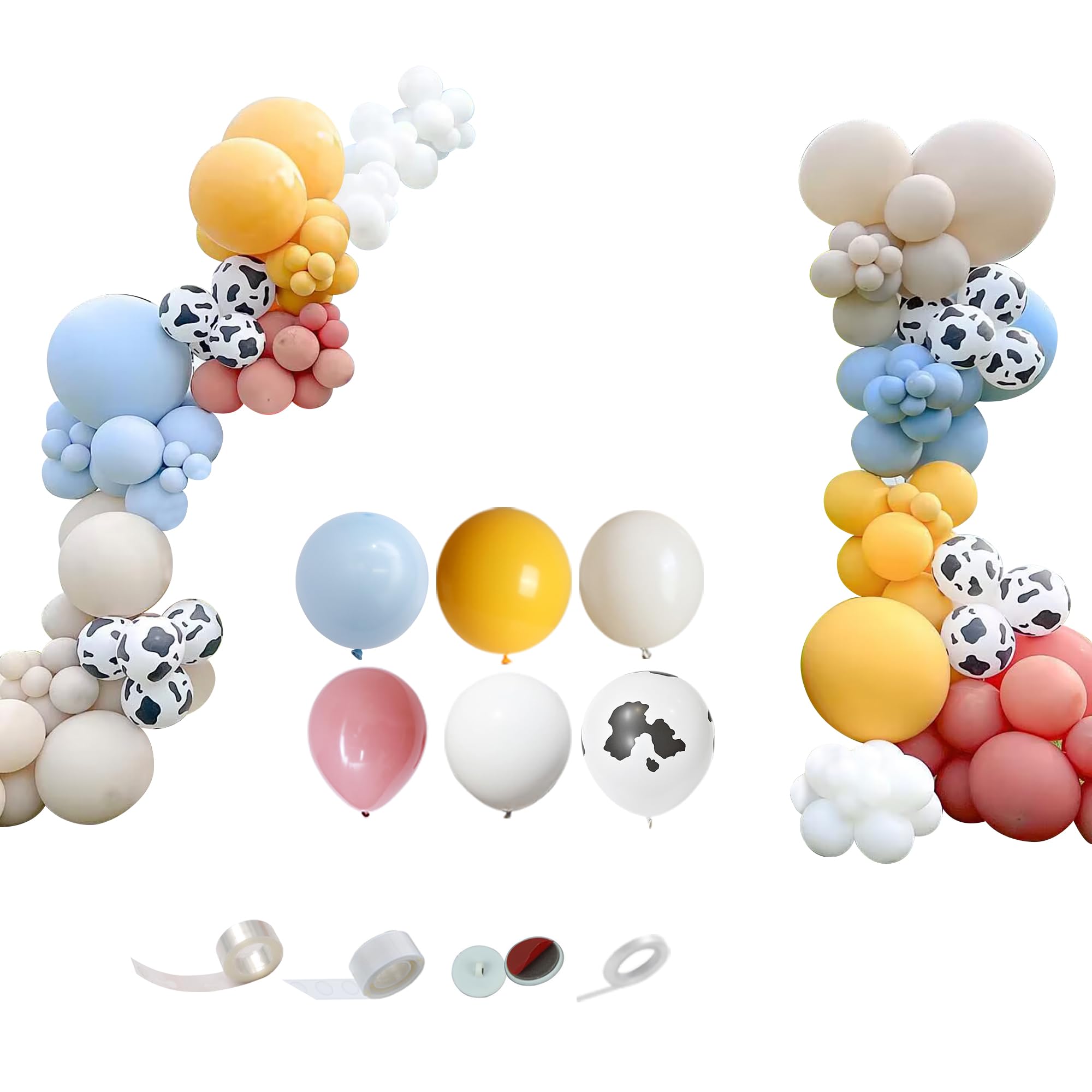 Shivnsotpa Balloon Garland Arch Kit,146 PCS Blue Orange Latex Balloons Combination with Cow Printed Balloons for Farmhouse Country Western Cowboy Birthday Wedding Christmas Day Engement Summer Party