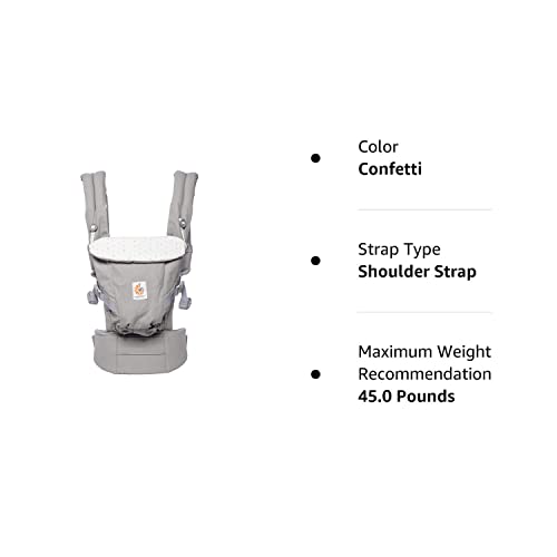 Ergobaby Adapt Award Winning Ergonomic Multi-Position Baby Carrier, Newborn to Toddler, Confetti