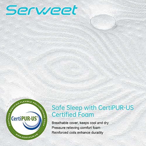 Serweet 12 Inch Memory Foam Hybrid King Mattress - Heavier Coils for Durable Support - Pocket Innersprings for Motion Isolation - Pressure Relieving - Medium Firm