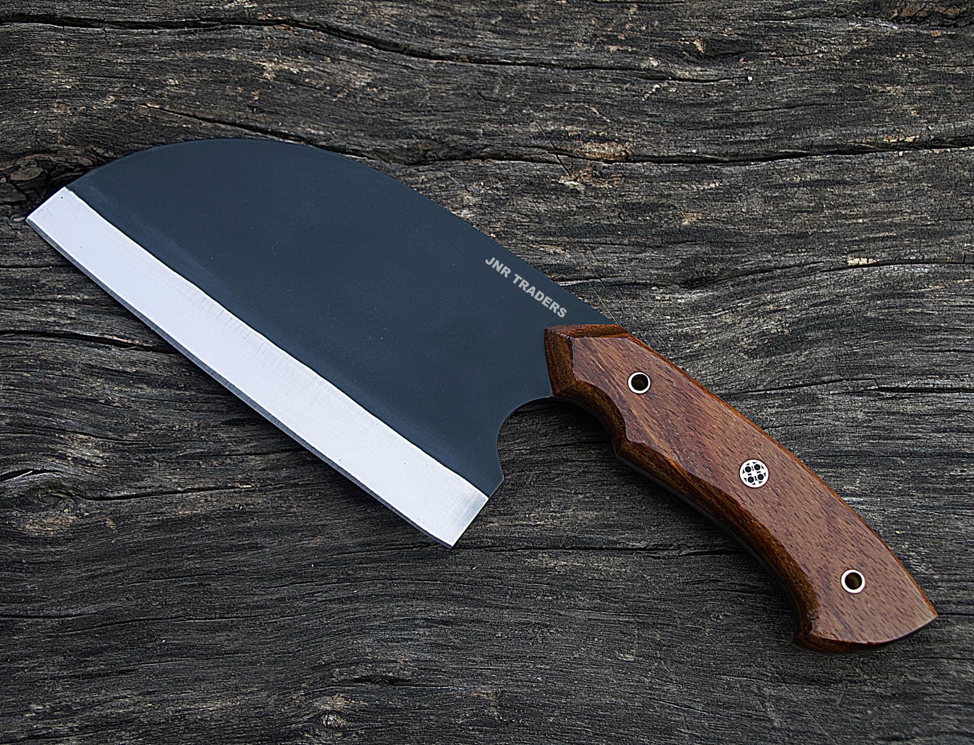 JNR Traders Cleaver Serbian Chef Knife 11.5" Handmade Full Tang Carbon Steel Cleaver for Meat Vegetables Cutting Chopping with Leather sheath 5510