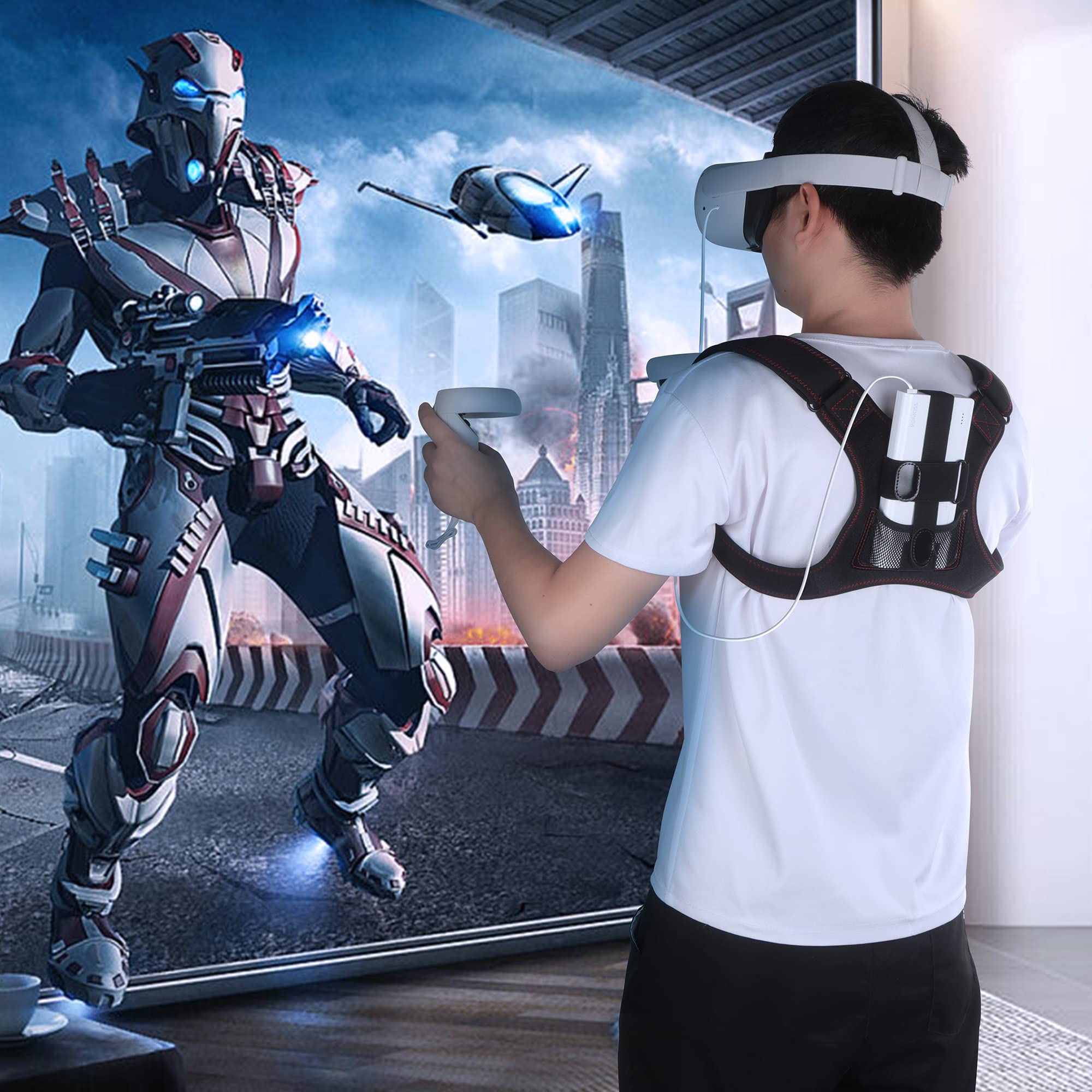 HZLucki Battery Back Brace Compatible with Oculus Quest 3/Quest 2/Quest Pro/Valve Index/Vision Pro and Other VR Head Strap, Adjustable Posture Corrector Enhanced Comfort Support for Men & Women