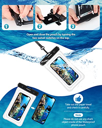 v-Golvin Floating Universal Waterproof Phone Pouch with Card Slot&Lanyard, IPX8 Cellphone Dry Bag Waterproof Case for iPhone 14 13 12 11 Pro Max SE XS XR S10 S9 Note 20/10 Up to 7" -2 Pack Black