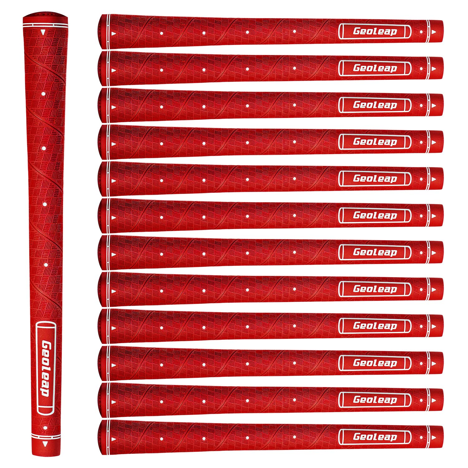Geoleap Glory-M Golf Grips Set of 13- Memory Point assists Hand Placement, Anti-Slip,Golf Club Grips, Standard/Midsize,7 Colors to Choose.… (Standard, Red)
