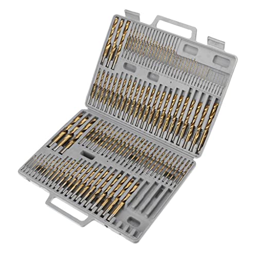 JHHDP 115pcs Plating Twist Drill Bit Set Round Shank Twist Drill for Stainless Steel Wood Metal Drilling