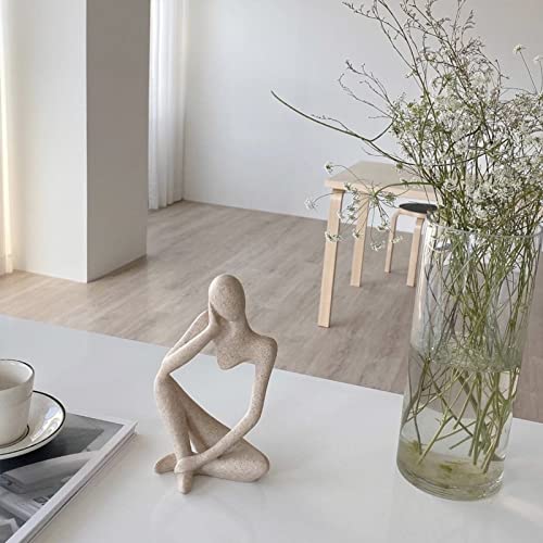 Thinker Sculptures, Sandstone Resin Thinker Statue Ornaments, Abstract Style Housewarming Gifts, Living Room Dining Desk Decorations (Right, Small)