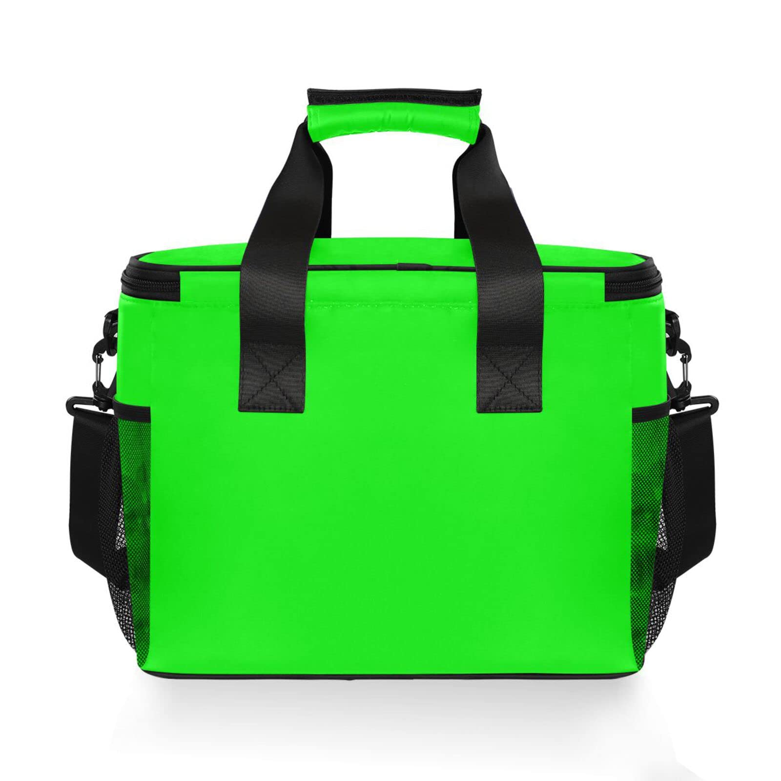Kigai Insulated Cooler Lunch Bag,Plain Neon Green Solid Color Reusable Leakproof Lunch Box Cooler Bag for Women and Men Work Picnic Beach,with Detachable Shoulder Strapā¦