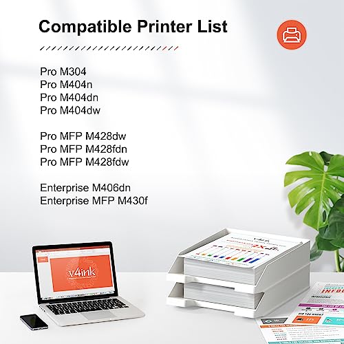 v4ink CF258A (with Chip) Remanufactured Toner Cartridge Replacement for HP 58A CF258A 58X CF258X Toner Cartridge High Yield for HP Pro M404dn M404n M404dw M406dn MFP M428fdn M428fdw M428dw M430f(2PK)