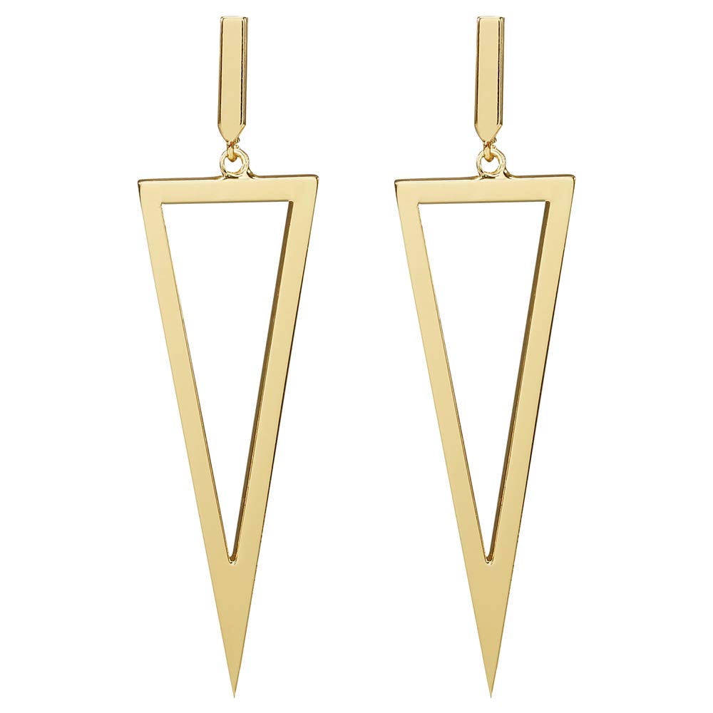 Gold Triangle Dangle Drop Earrings Big Geometric Dangle Earrings Metal Statement Earrings Stainless Steel Dangling Earrings Jewelry For Her Gift