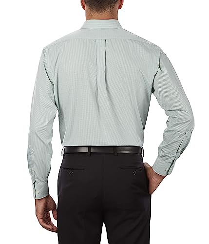 Van Heusen Men's Regular Fit Gingham Button Down Collar Dress Shirt, Green Chicory, Large