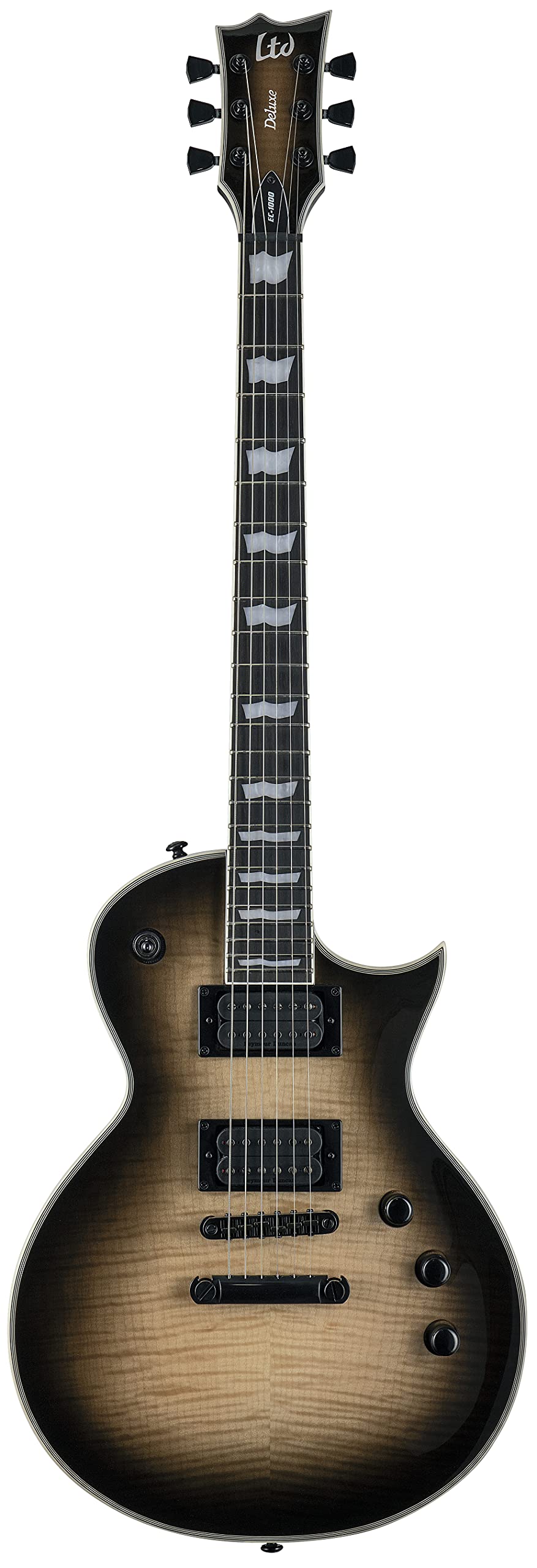 ESP 6 String LTD Deluxe EC-1000T Electric Guitar, Black Natural Burst, Right, (LEC1000TFMBLKNB)